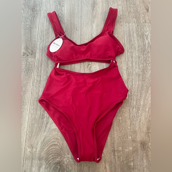 Swim | New Bathing Suit Swimsuit One Piece Size S Red Cut Out | Poshmark